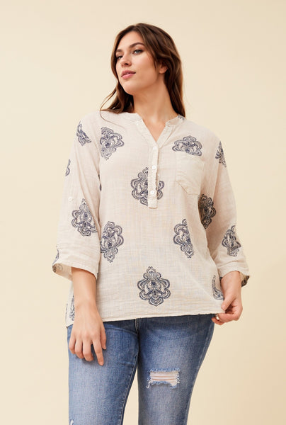 Rosetta abstract print top & Buy Online & Rockmans